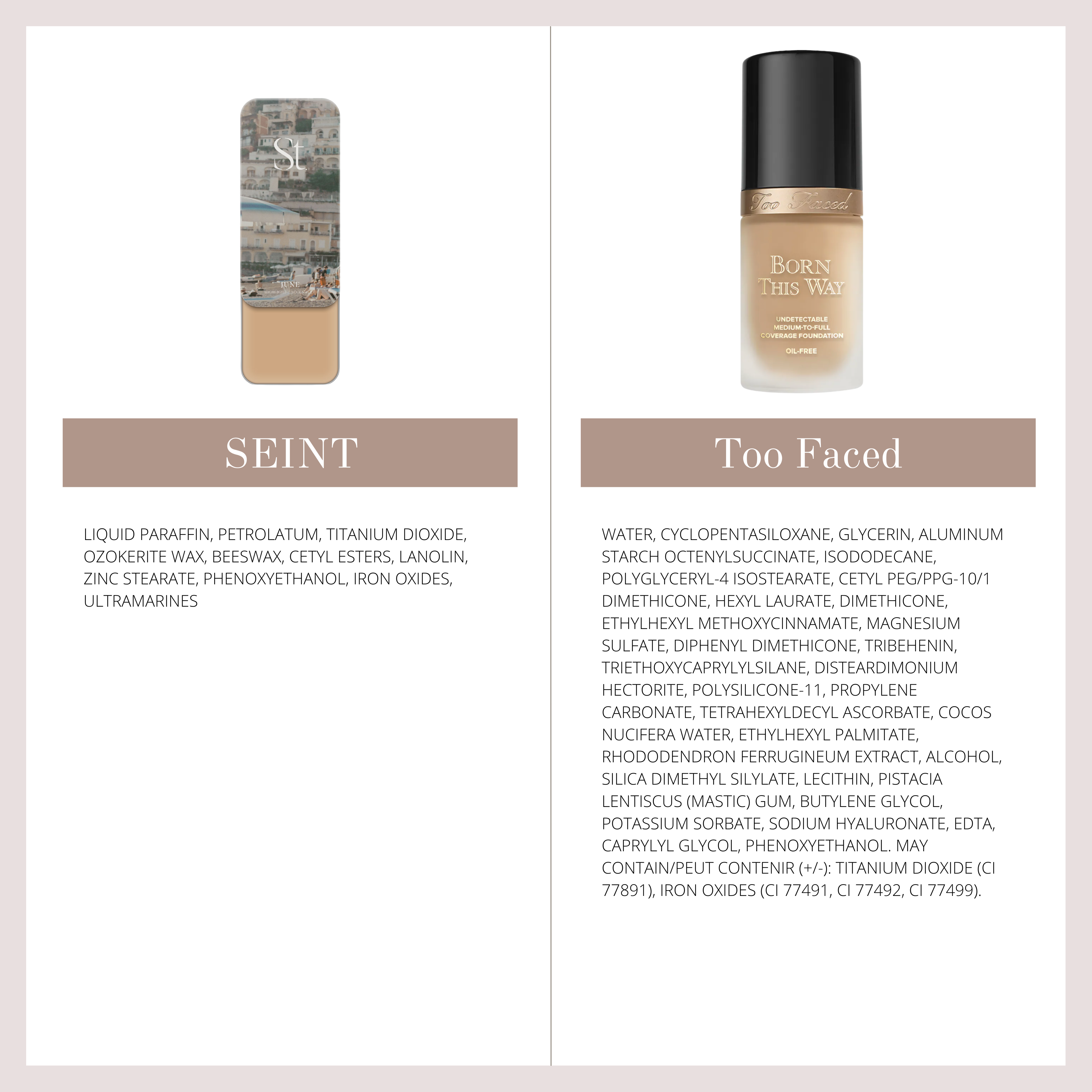 Seint Beauty Ingredients vs. High End Beauty Brands - Long Island Tracy